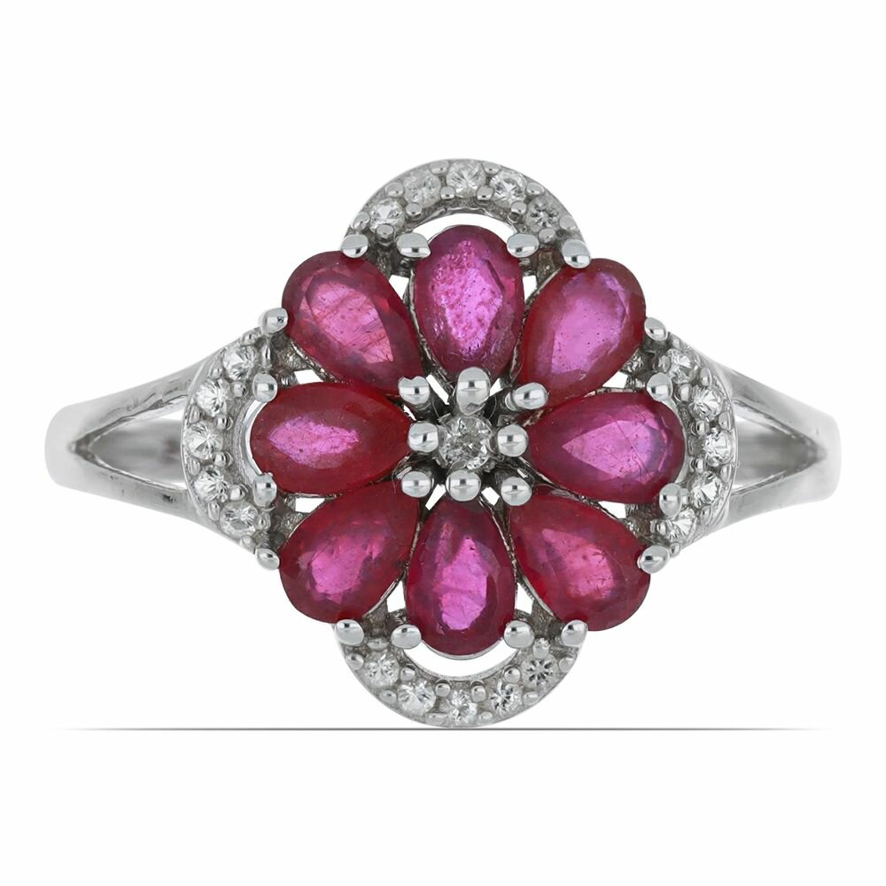 Кольцо Ювелирия, серебро, 925 проба, родирование, рубин, топаз