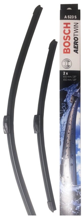 Комплект стеклоочистителей Bosch Aerotwin 3397007523 650мм+450мм Короткий Side Pin