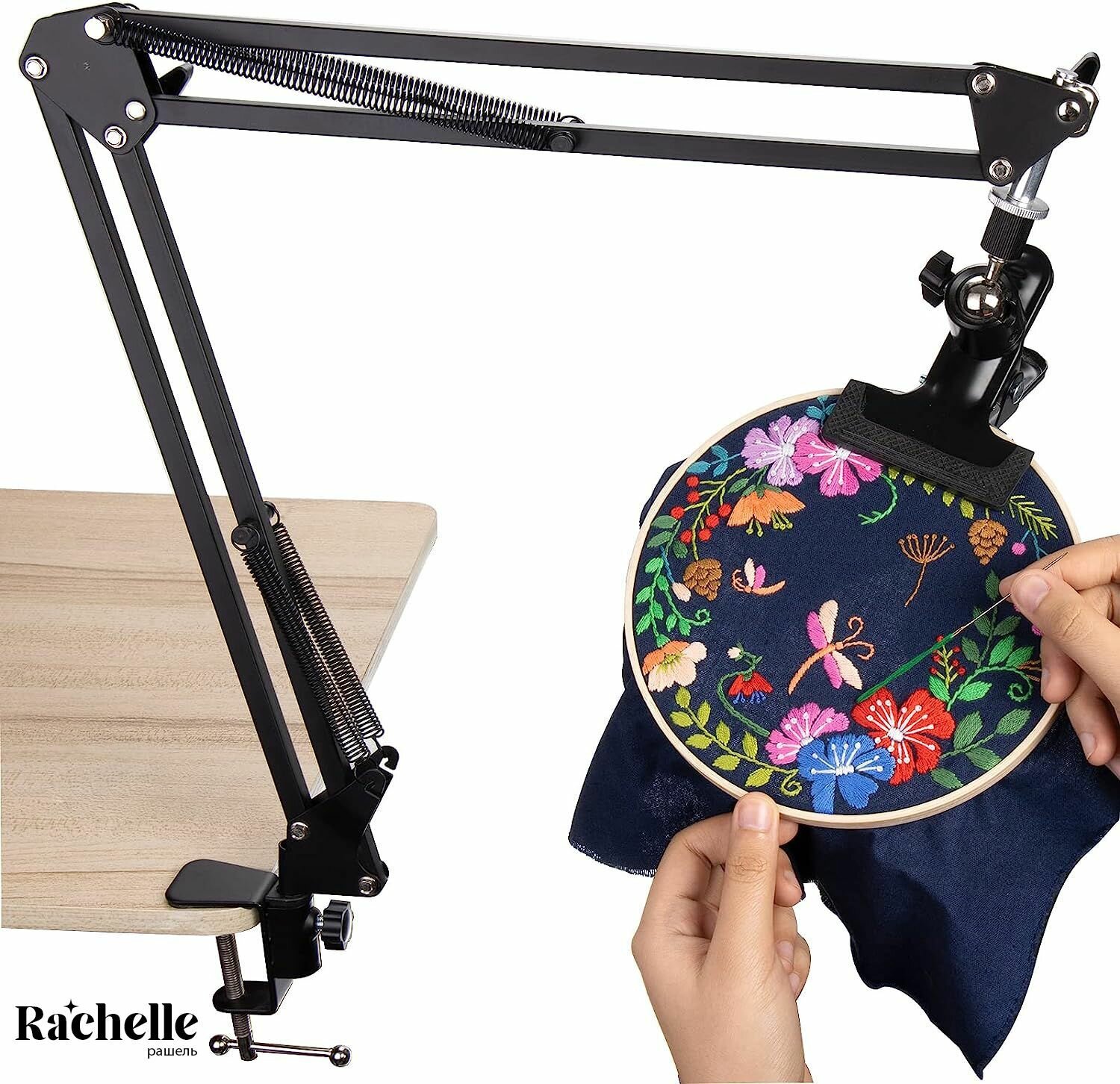 Станок для вышивки настольный "Марта" с универсальным держателем для пялец и ку-снапов. Цвет чёрный.