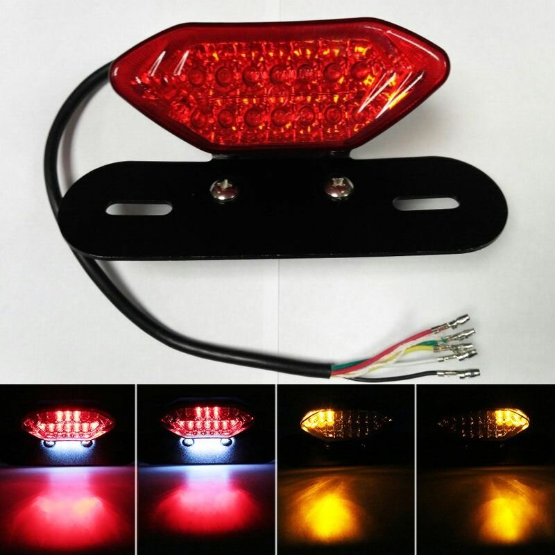 Стоп сигнал BSD MX красный, габарит, с поворотниками для мотоцикла, крепление номера, красный