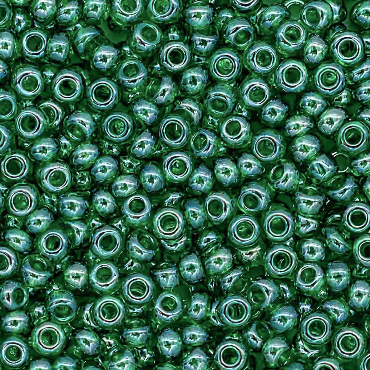 Бисер Preciosa 56120 прозрачный блестящий зеленый (10/0) 2.3 мм, 5 г, цена за 2 уп.