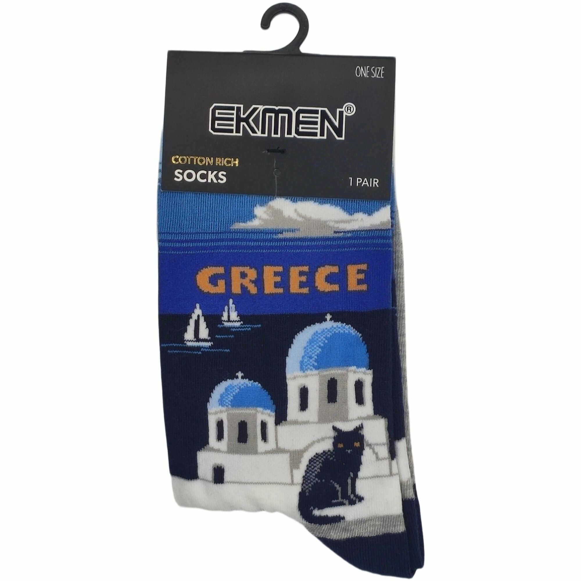 Носки EKMEN Носки с принтом, EKMEN, Страна, Греция, 1 пара, размер 36-41, мультиколор — фото 1