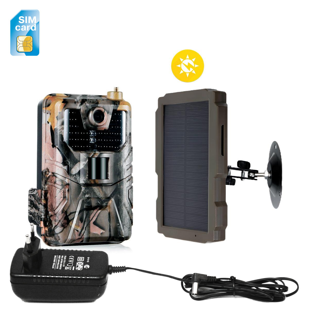 Комплект: 3G/4G фотоловушка Filin HC-900LTE-4G (Ориг) (F81220AN) и солнечная панель «SP-08 Dual» (фотоловушка с солнечной батареей). Фотоловушка для