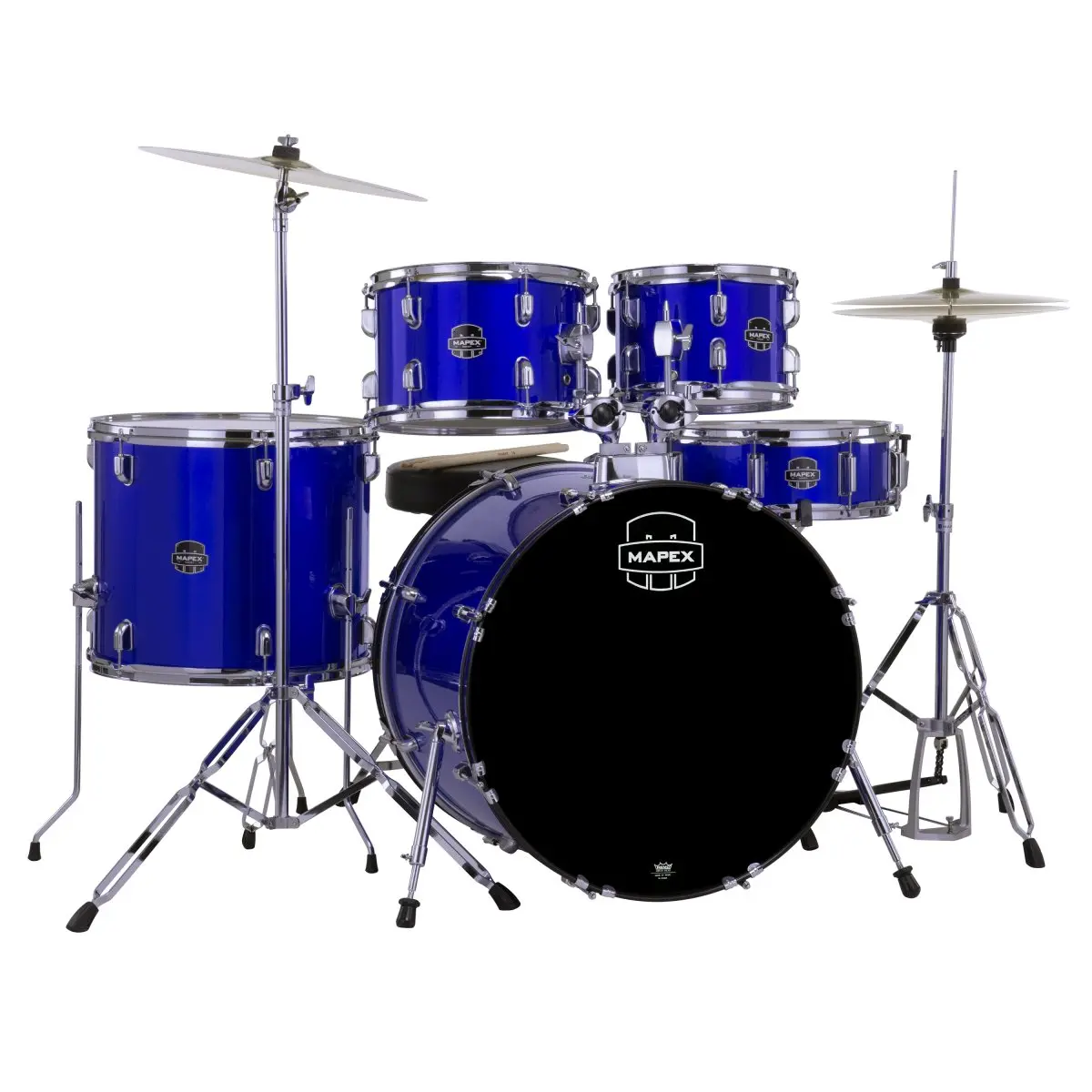 Mapex CM5294FTCIB Ударная установка из 5-ти барабанов, COMET series: BD2216, TT1007, TT1208, FT1614, SD1450, педаль P250, стойки: H250, C250, S250, стул T400, тарелки 14" HIHAT + 16"CRASH, цвет INDIGO BLUE