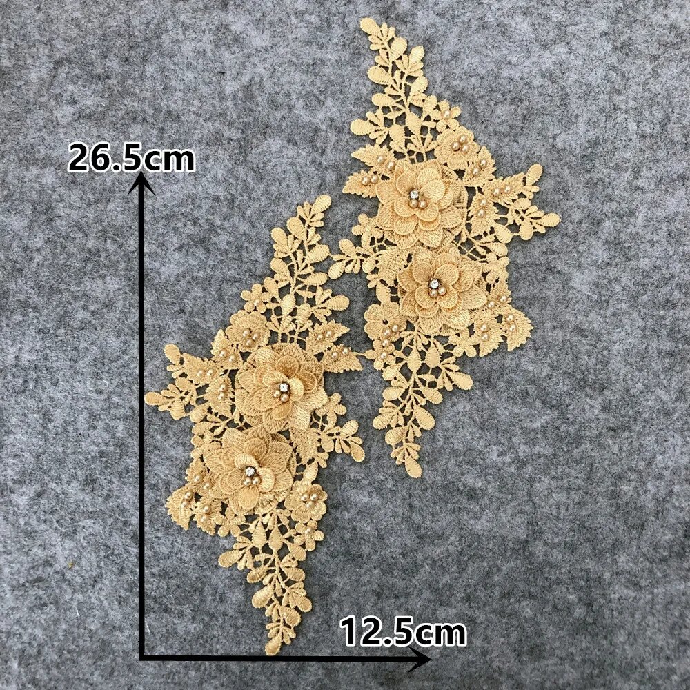 Разноцветная пара цветочных вырезов из АБС-пластика с жемчугом, 3D вышивка стразами, кружевная ткань для платья, сделай сам, шитье, свадебные аппликации, аксессуары
