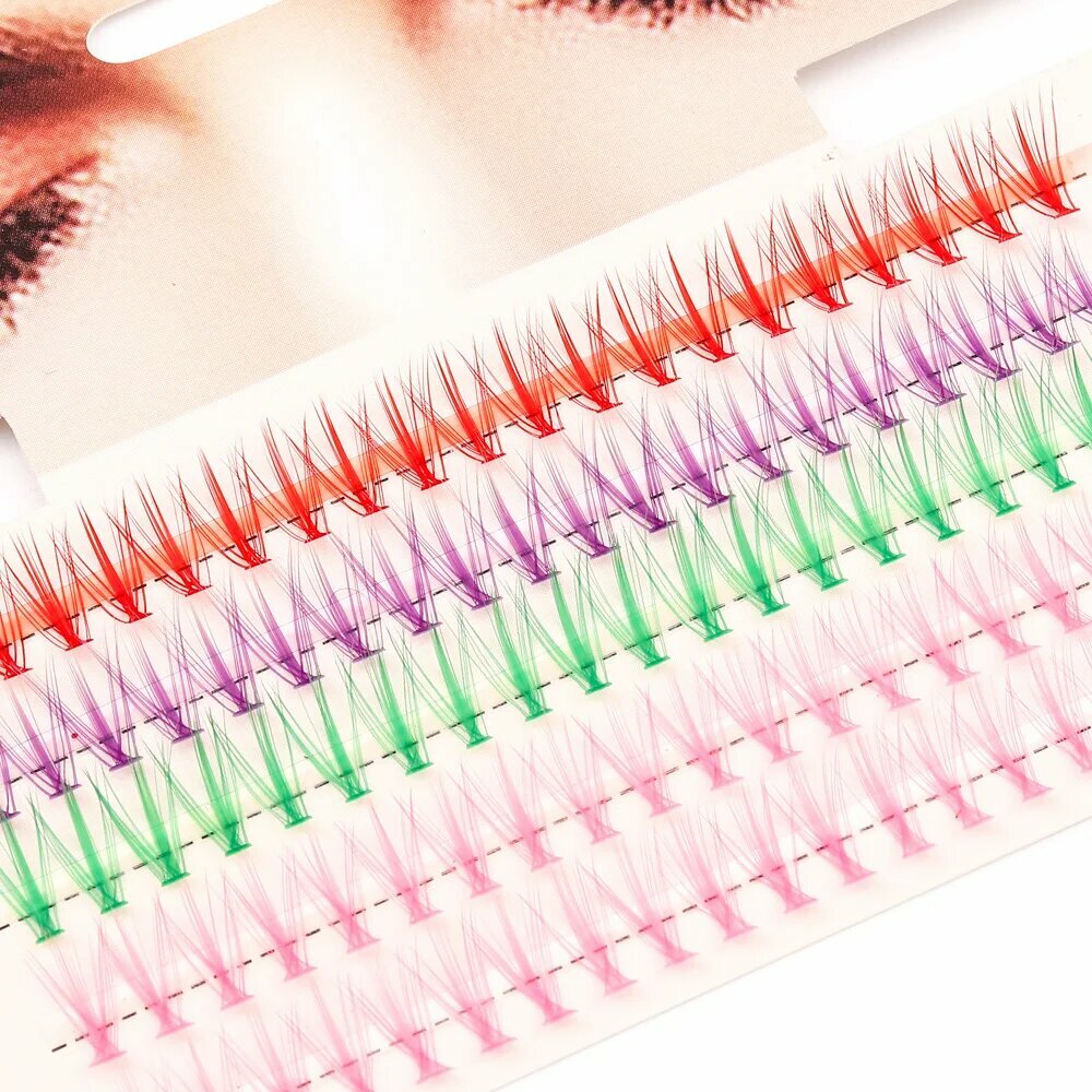 Синий, розовый, фиолетовый, зеленый, смешанные цветные ресницы, наращивание ресниц, 13 мм, 5W-MIX-01