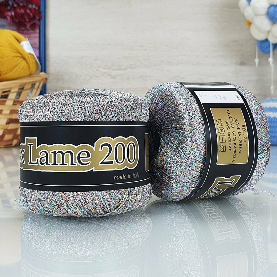 Пряжа Seam LUREX LAME 200 960 радужный светлый (2 мотка)