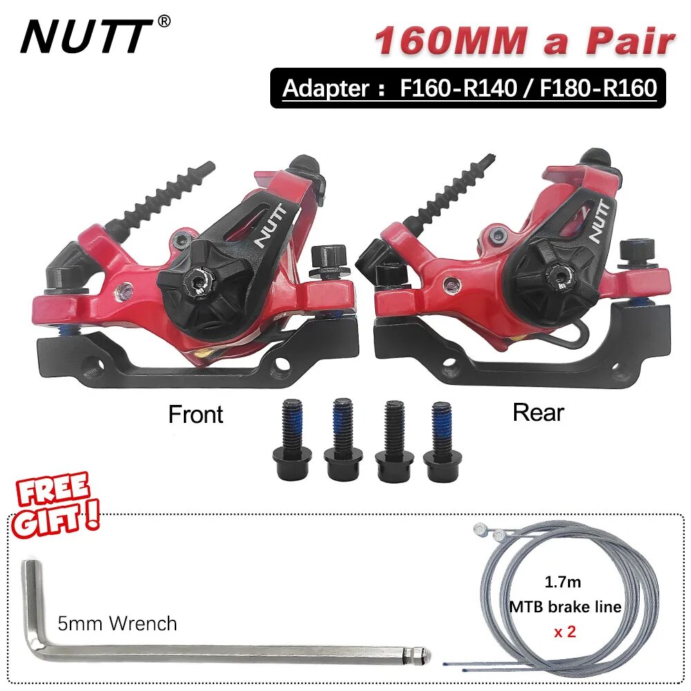 NUTT MTB тормозные диски S5 красные 160/180 мм Красный, Red 160 a pair