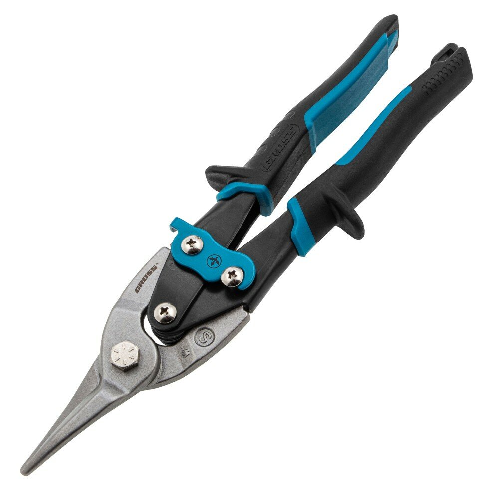 GROSS Ножницы по металлу "Piranha", 250 мм, прямой рез, сталь-CrMo, двухкомпонентные рукоятки Gross, ( 78325 )
