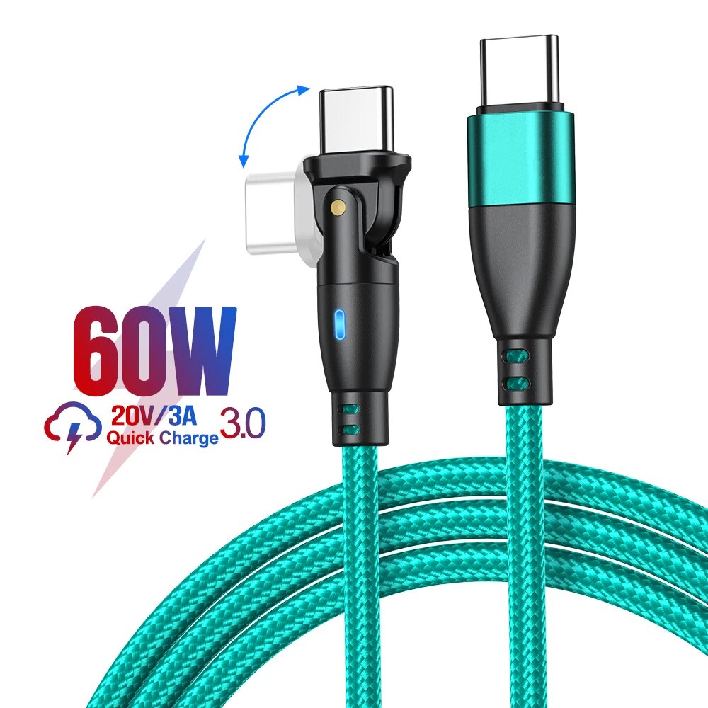 Кабель USB C - Type C 2м, 60W Green