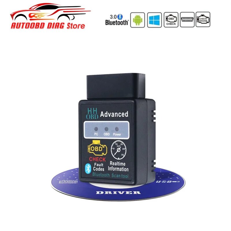 HH OBD ELM327 2.1 Bluetooth OBD2 Автоматический диагностический сканер ELM 327 V2.1 OBDII CAN BUS Проверка двигателя Поддержка многих протоколов