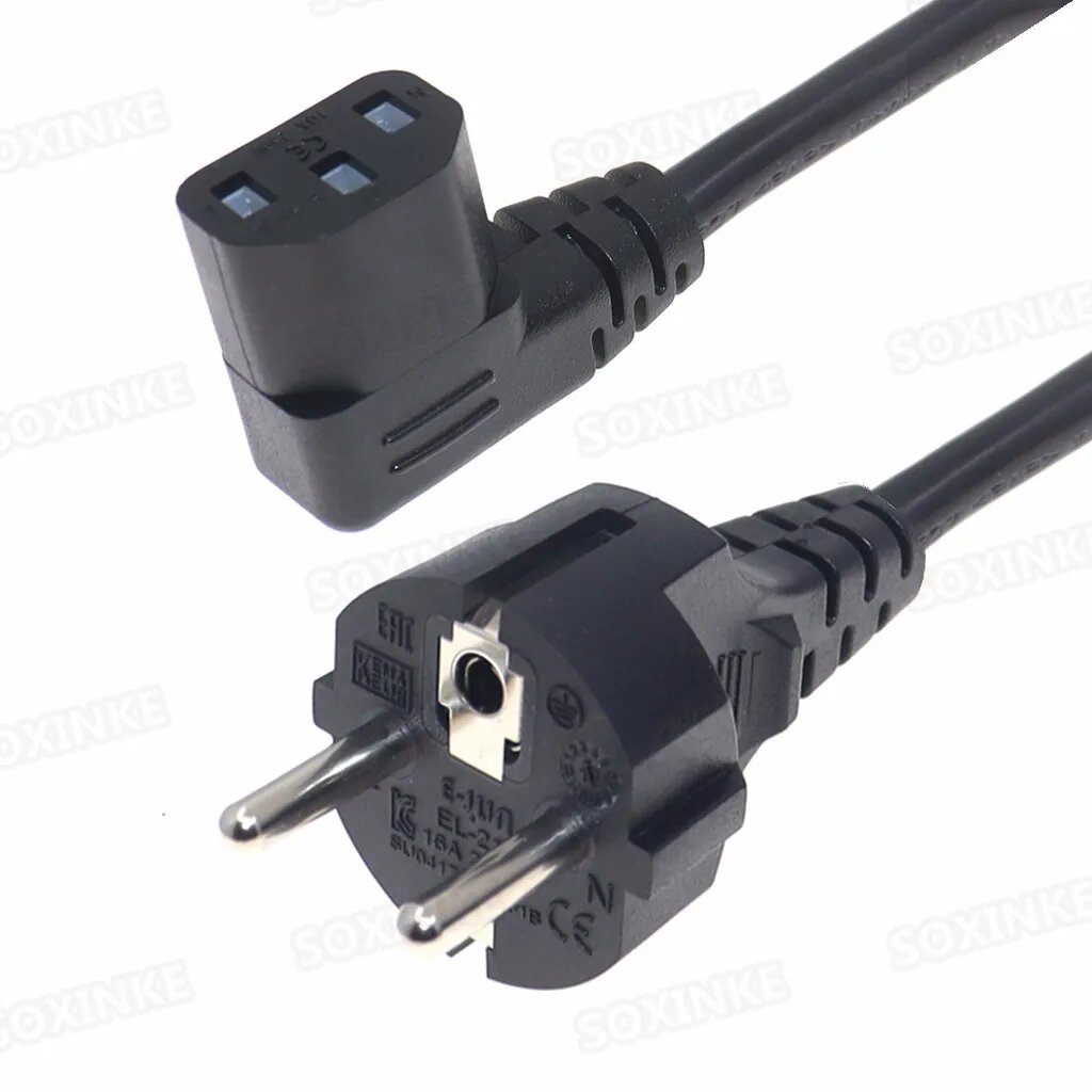 Шнур питания Schuko IEC C13 черный, 1,5 м, Right Angle