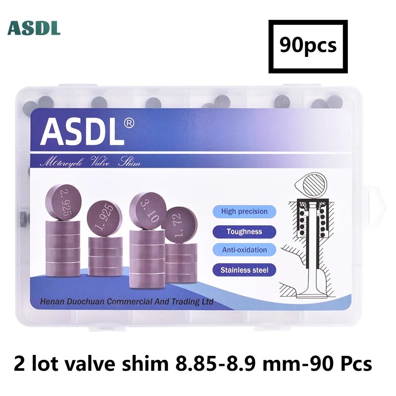 Прокладки клапанов ASDL 90 шт, 8.85-8.9 мм, Синий