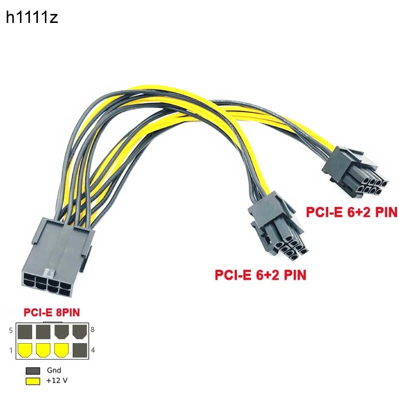 Кабель питания для видеокарты h1111z PCI-E 8Pin на Dual 8(6+2)Pin 20см