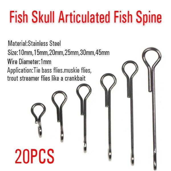 Vtwins Рыбный череп для вязания мух 10mm, 20pcs Fish Spine