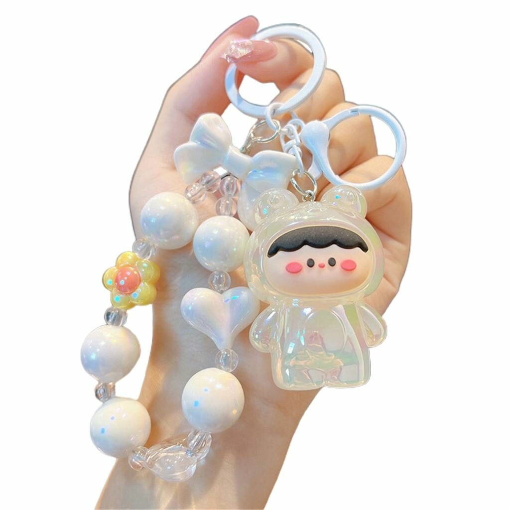 Светящаяся мультяшная лягушка-брелок для детской сумки с подвеской-белый