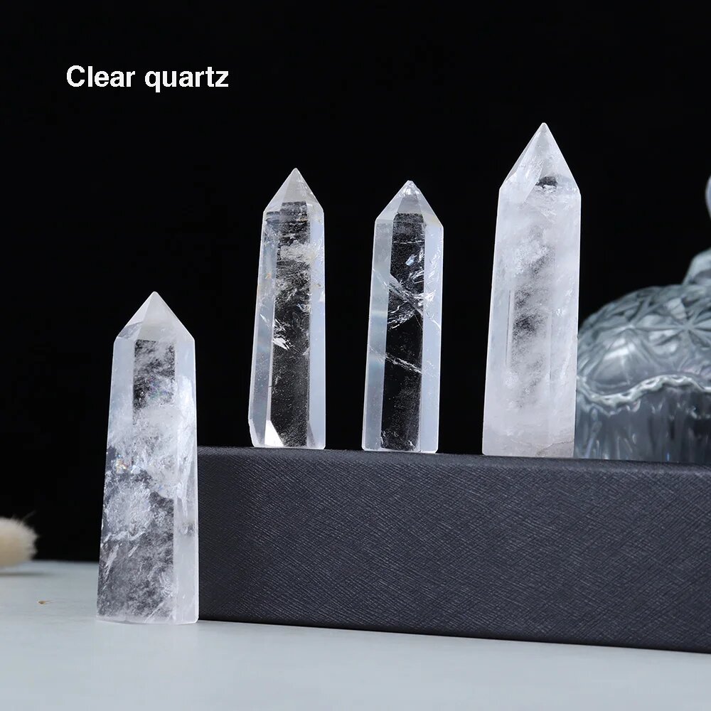 Кристальная башня Runyangshi из розового кварца и аметиста Серебряный, 6-7cm, clear quartz