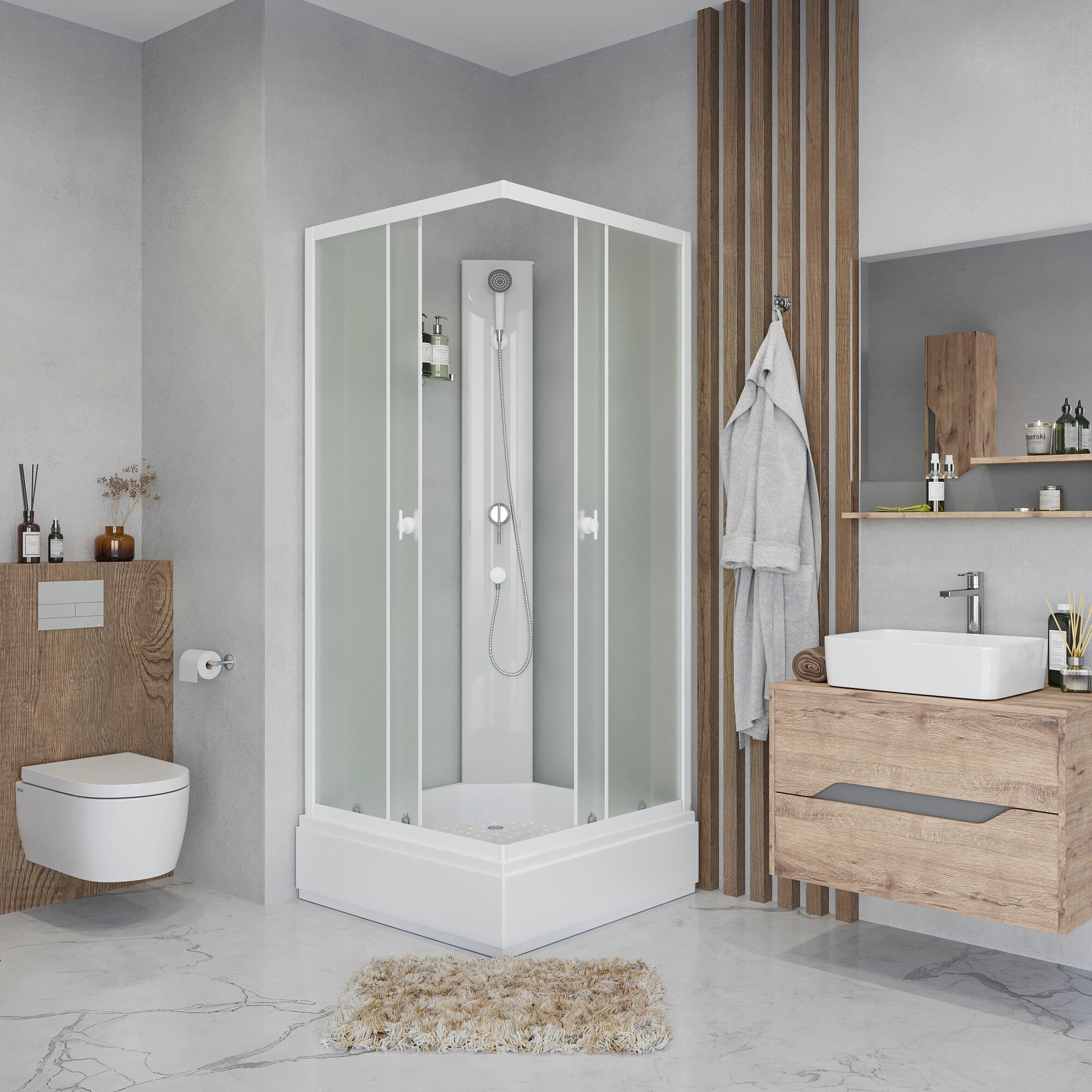 Душевая кабина Niagara Promo P80/26Q/MT/BK, размер: 800х800х2000 мм, средний поддон 26 см, форма квадратная, без крыши, стекло матовое