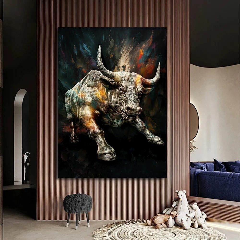 Картина в офис мотивация, постер деньги, из коллекции "Руководителю", 50х70 см.