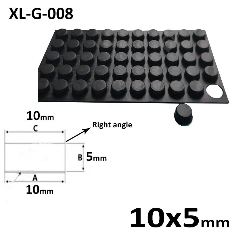 Резиновые ножки, самоклеящиеся мебельные накладки, квадратные/круглые нескользящие дверные буферные накладки для электроники, ноутбука, техника, мебель Черный, 10Pcs, 10x5mm Right angle