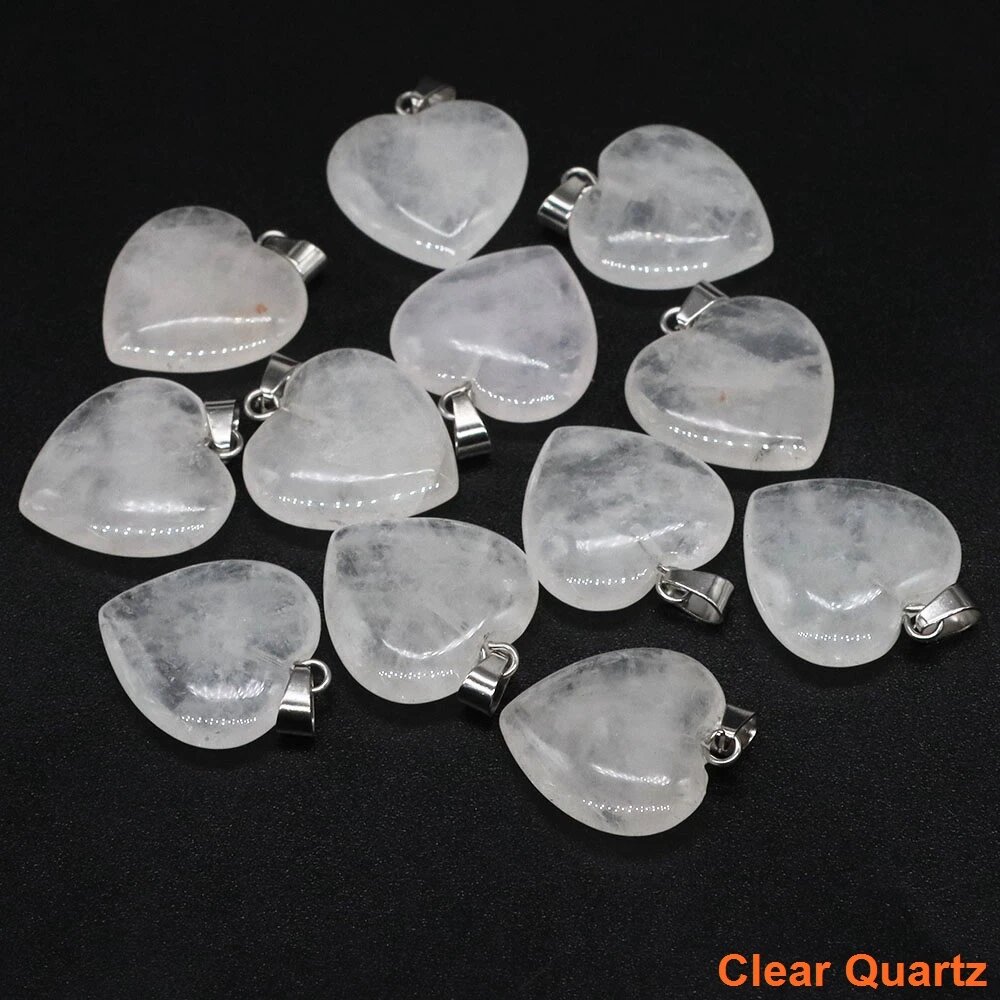 Набор из 10 подвесок-сердец Clear Quartz 20 мм