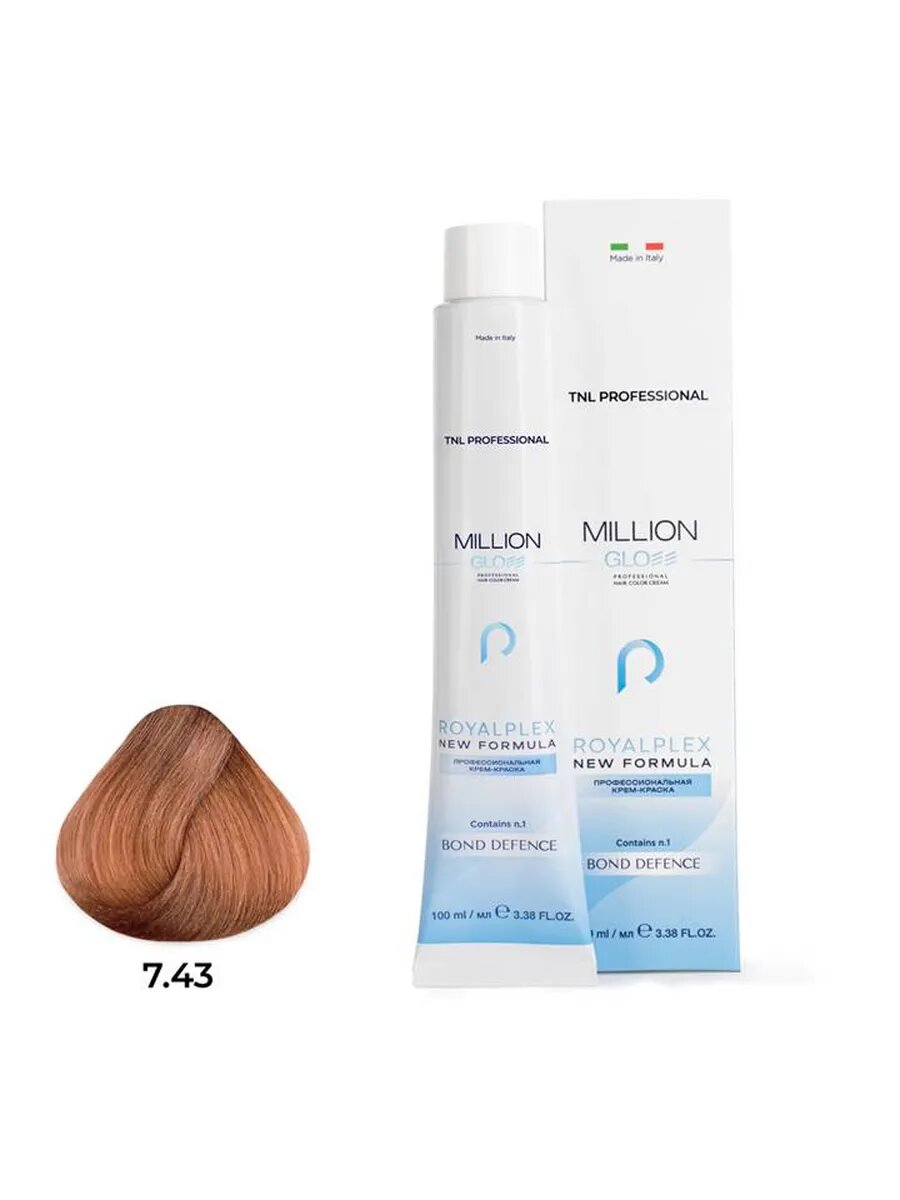 Крем-краска для волос TNL Professional Million Gloss оттенок 7.43