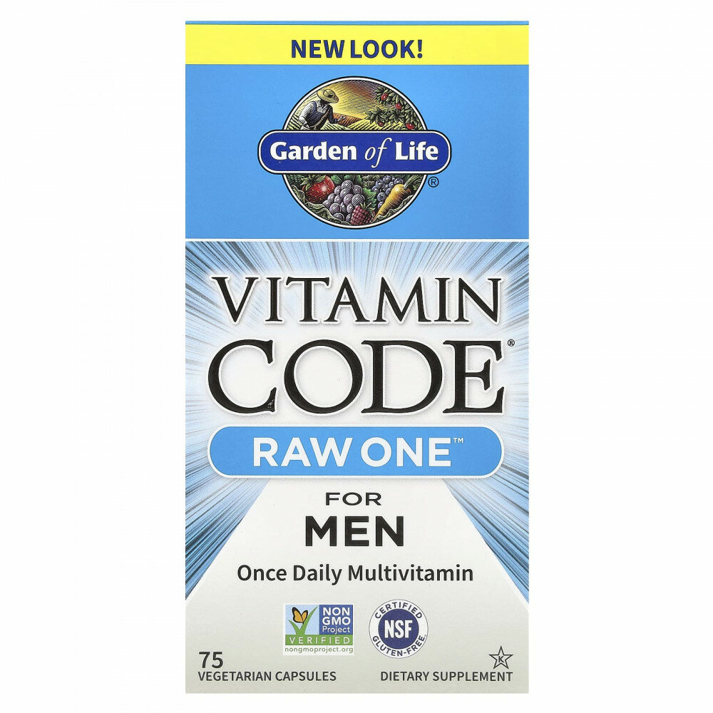 Garden of Life, Vitamin Code®, RAW One™, мультивитаминная добавка для мужчин, для приёма 1 раз в день, 75 вегетарианских капсул