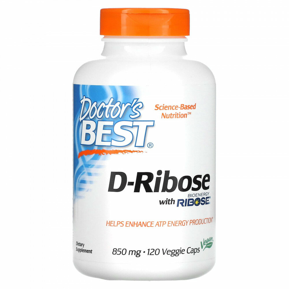 Doctor's Best, D-рибоза с BioEnergy Ribose®, 120 растительных капсул