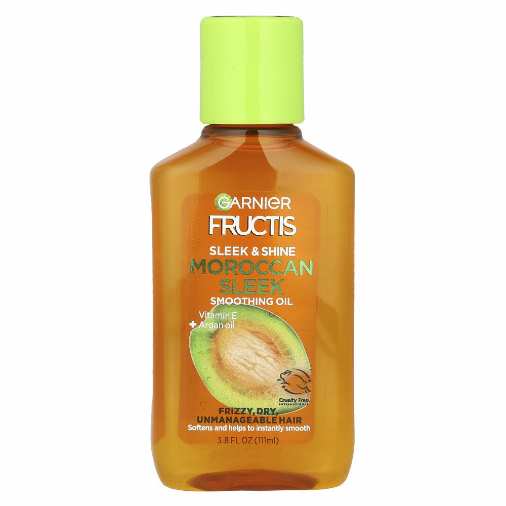 Garnier, Fructis, Sleek & Shine, марокканское масло для разглаживания гладкости, 111 мл (3,8 жидк. Унции)