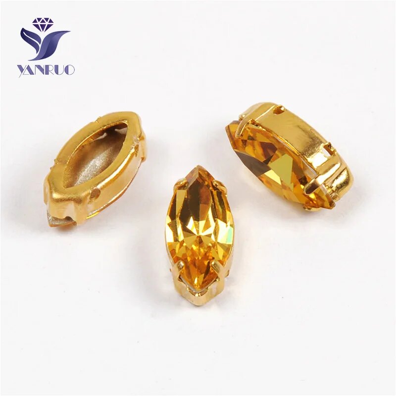 Стразы YANRUO 4200 Navette Кристаллы 5x10mm 35Pcs, Light Topaz