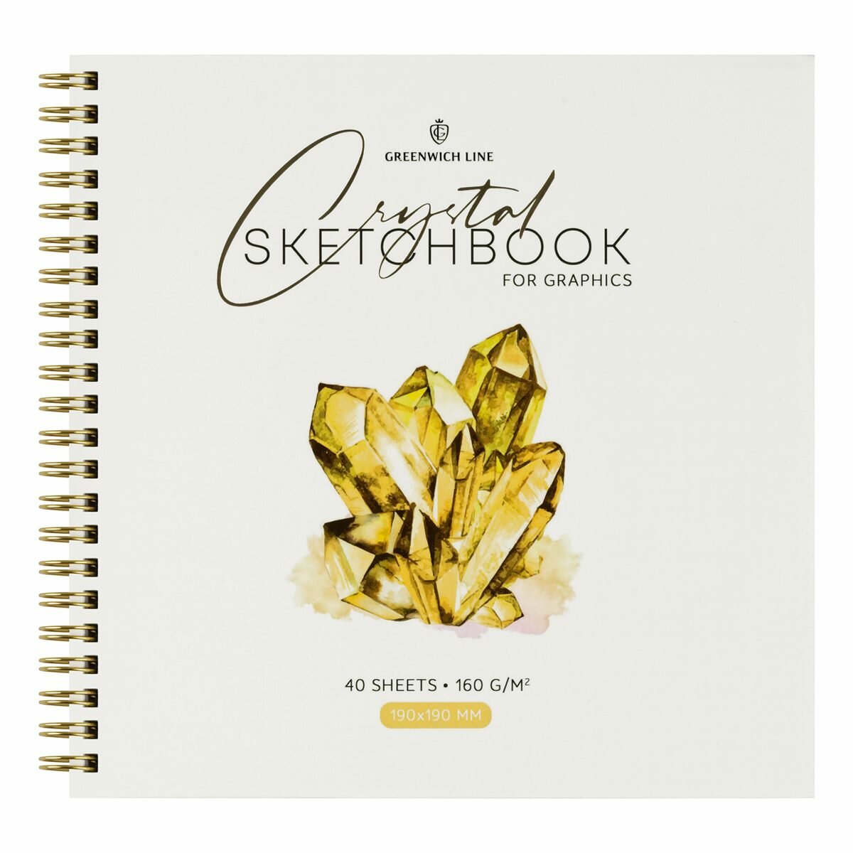 Блокнот для зарисовок 190x190мм, 40л Greenwich Line "Crystal. Golden Stone" (160 г/кв. м, спираль) (SkBG_45785), 24шт.