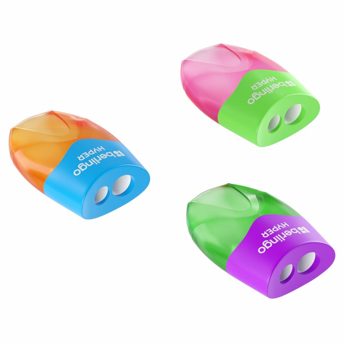 Точилка ручная пластиковая Berlingo Hyper (2 отверстия, с контейнером) (BBp_15021), 12шт.