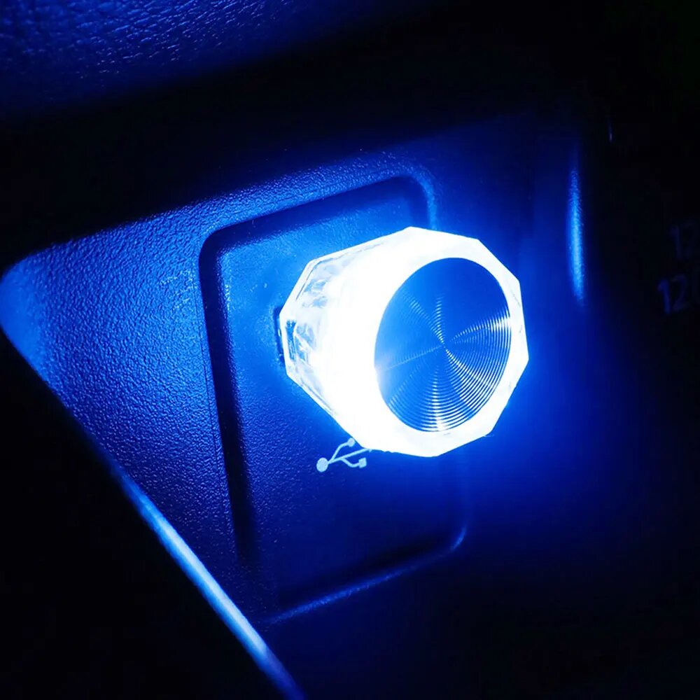 Универсальная неоновая подсветка Mini USB, LED лампа для салона автомобиля, ювелирные украшения Синий