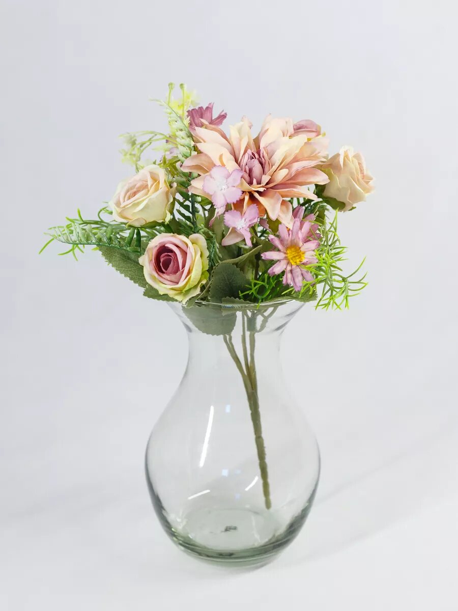 Цветок искусственный Букет георгина с розочками 30 см