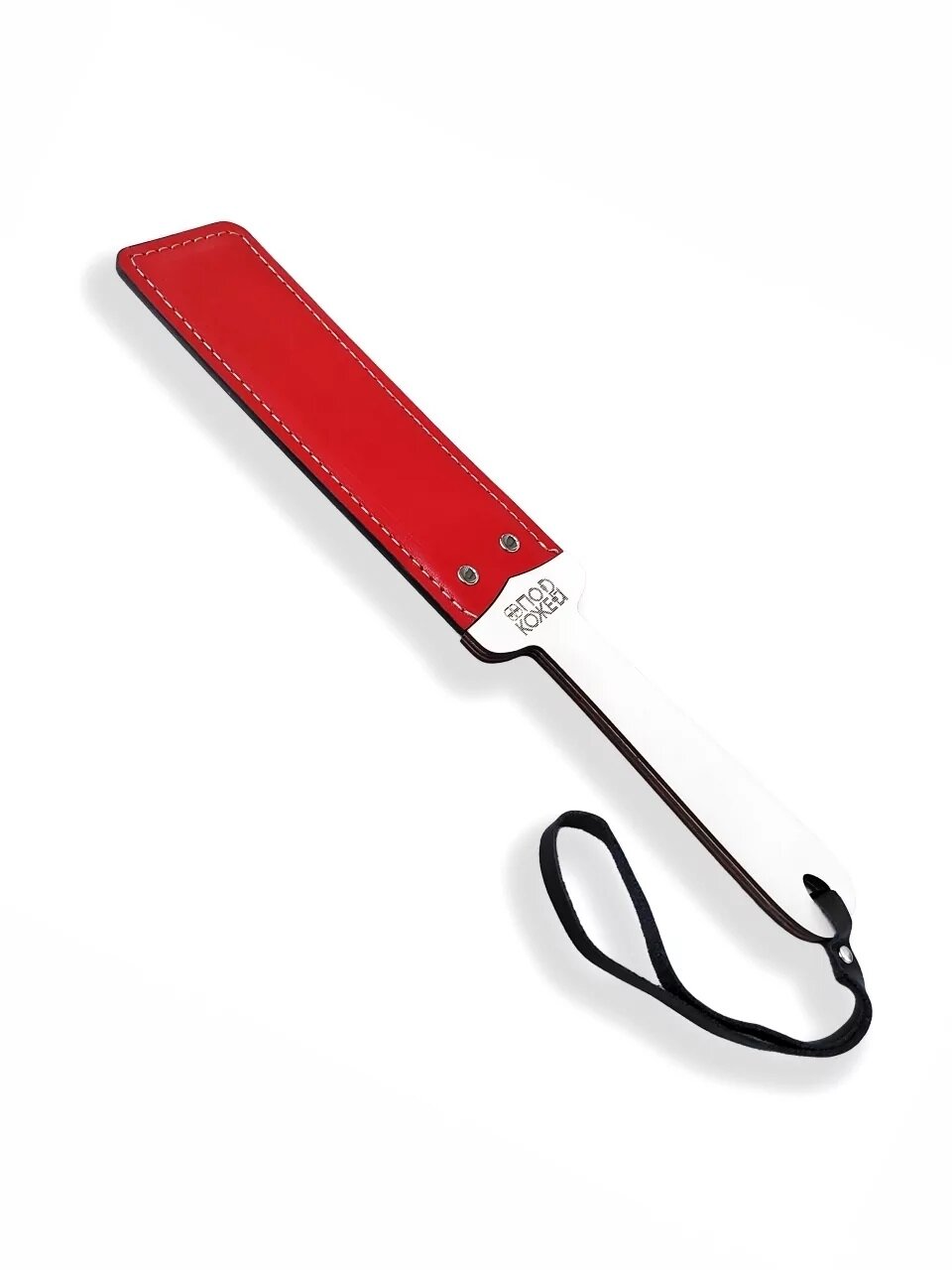 Паддл красный твердый из натуральной кожи, дерева и HDF-покрытия белого цвета