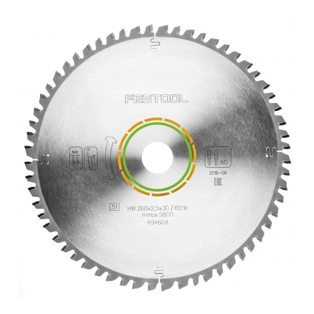 Пильный диск Festool HW 260x2,5x30 W60 494604