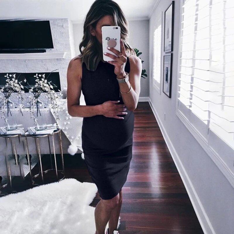 Женское платье для беременных Платье без рукавов Платье однотонного цвета Креативные платья для беременных женщин