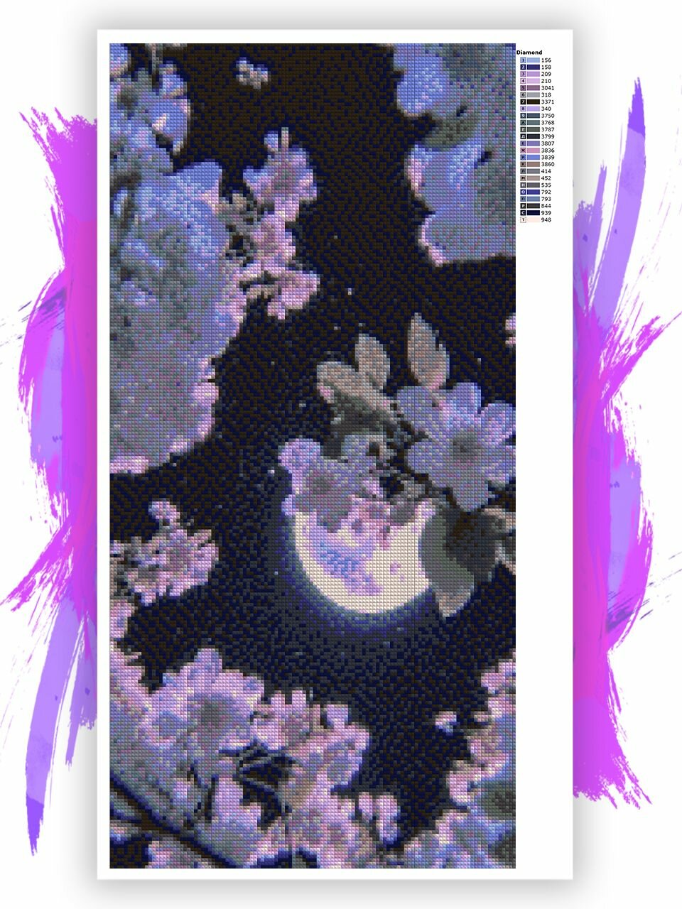 Алмазная мозаика без подрамника - вышивка Dark Moon 30 х 60 см