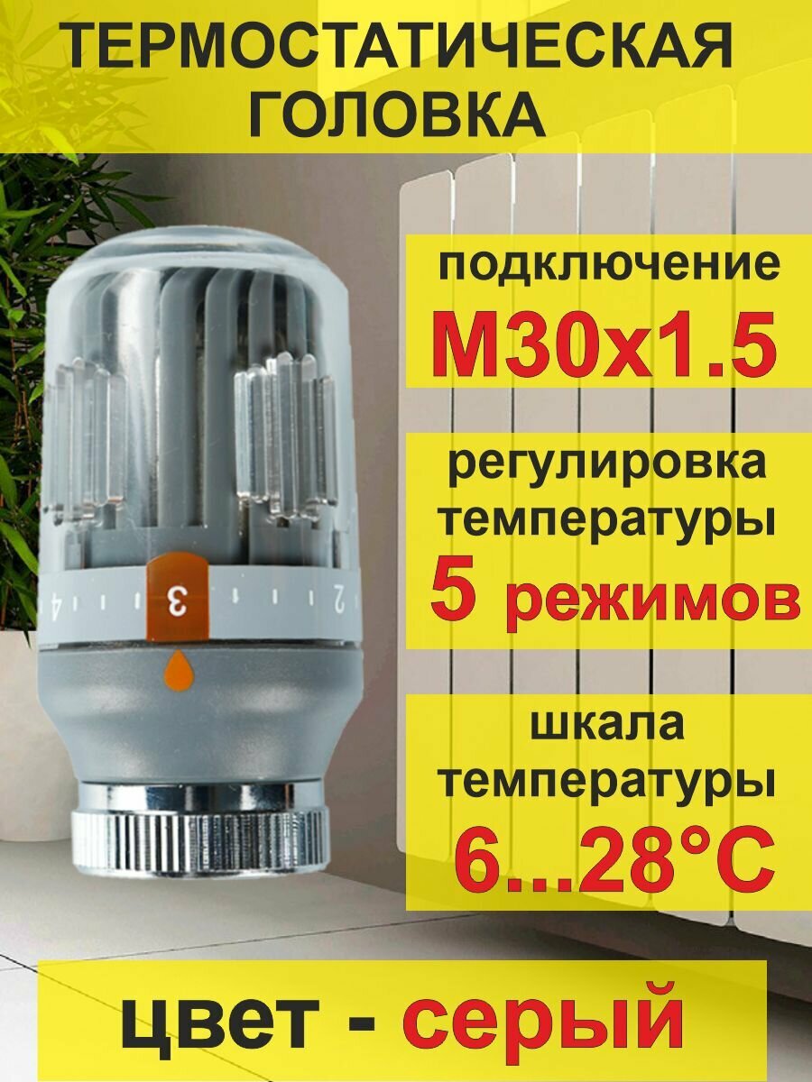 Термостатическая головка SMS-625 (М30*1.5) серый