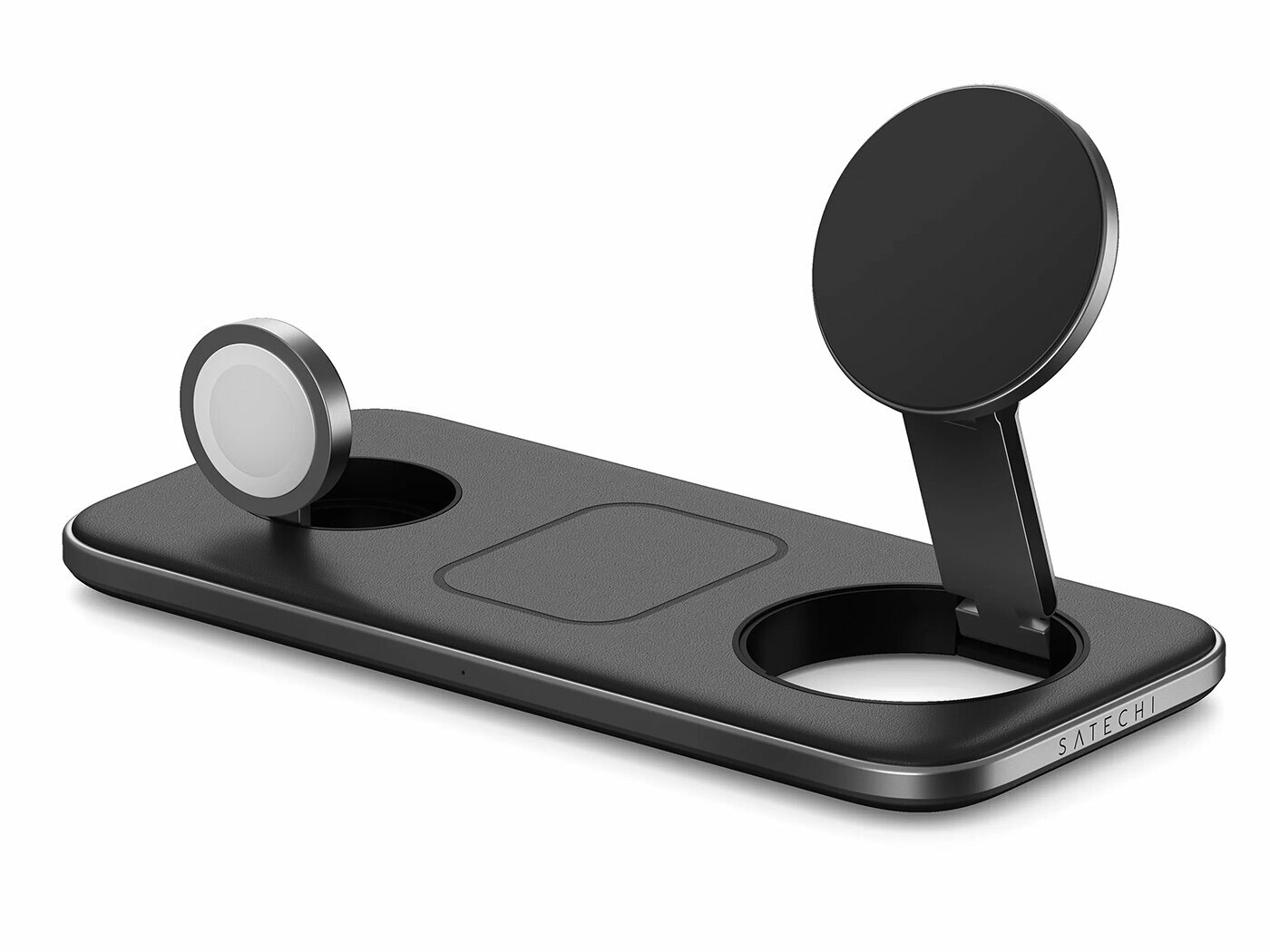 Беспроводное зарядное устройство 3 в 1 Satechi Qi2 Trio Wireless Charging Pad до 25Вт MagSafe, Серый, ST-QTPM-EA