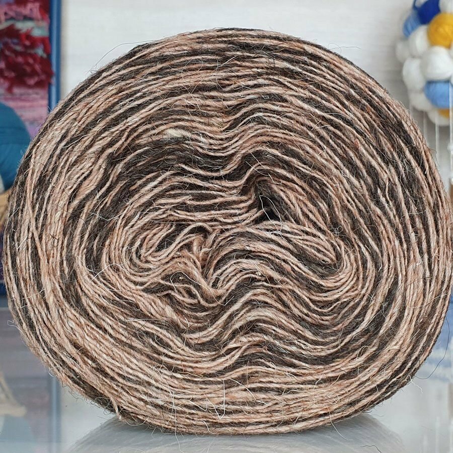 Пряжа Рассказовская шерсть натуральная 16 св. корич меланж (2 мотка)