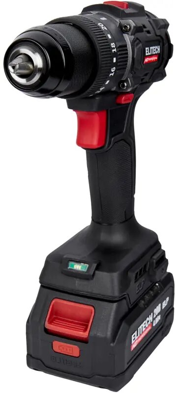 Дрель-шуруповерт аккумуляторная бесщеточная Elitech HD CD20ISL2, 20 В Li-Ion 2x4 Ач