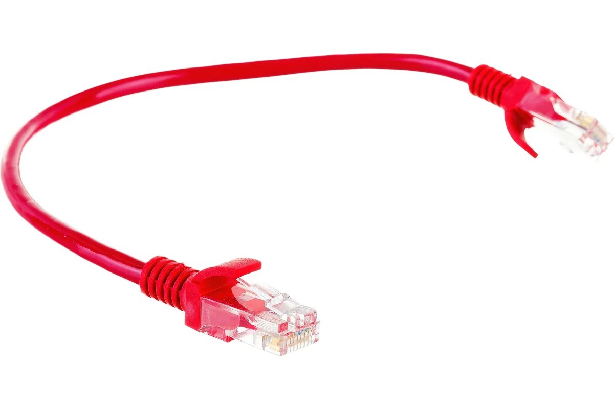 ExeGate патч-корд UTP RJ45-RJ45 5e, 0,3 м, красный, cat.5e, RD, код 258666.