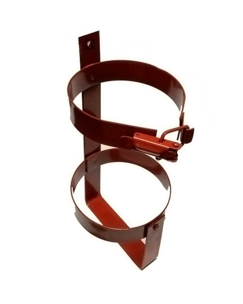 Крепление (кронштейн) для огнетушителя транспортное усиленное, металлическая защёлка (d-140)