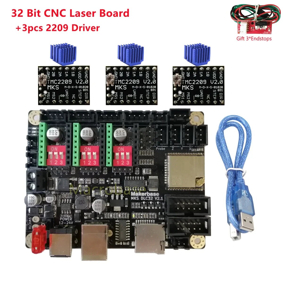 Makerbase MKS-DLC32 контроллер для лазера, 3 оси, DLC32-2209