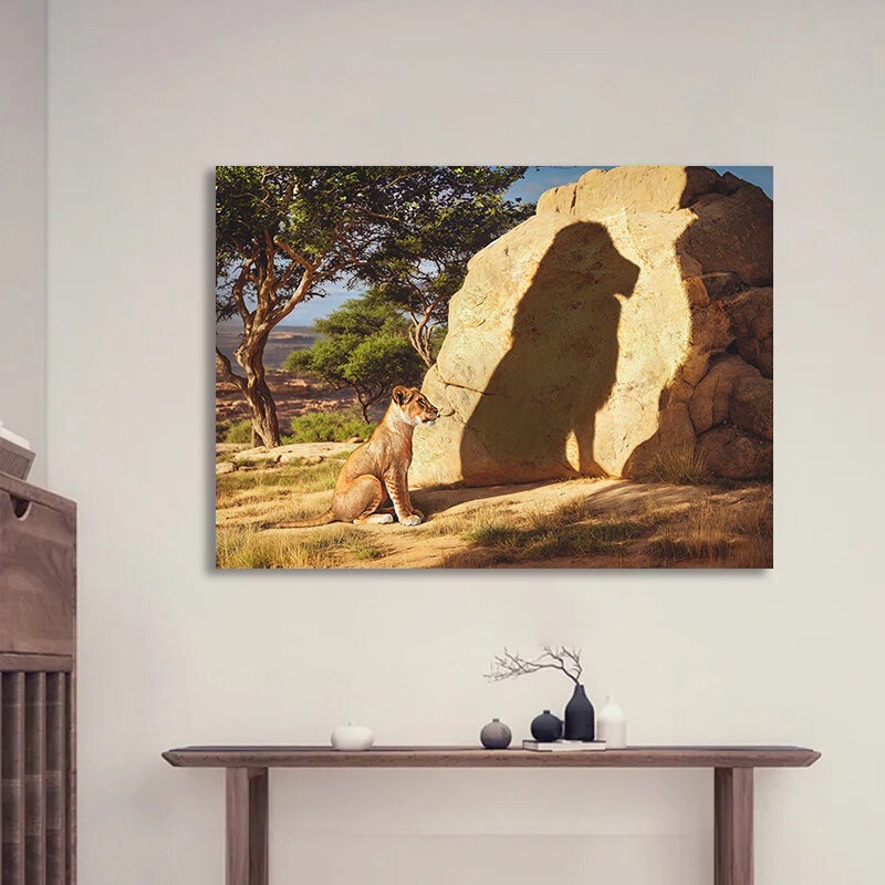 Картина "Звери/Лев" ВсеКартиныТут, поп-арт, на деревянном подрамнике, 50x70 см