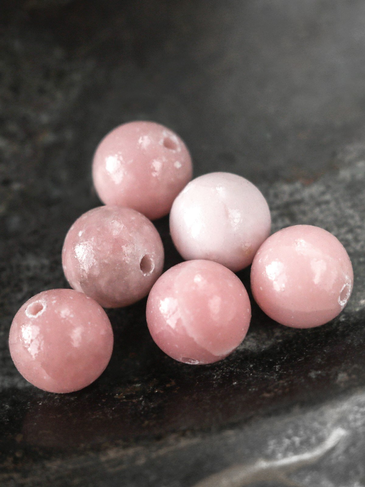 Опал Бусины натуральные 12 шт, розовый, 10-11 мм