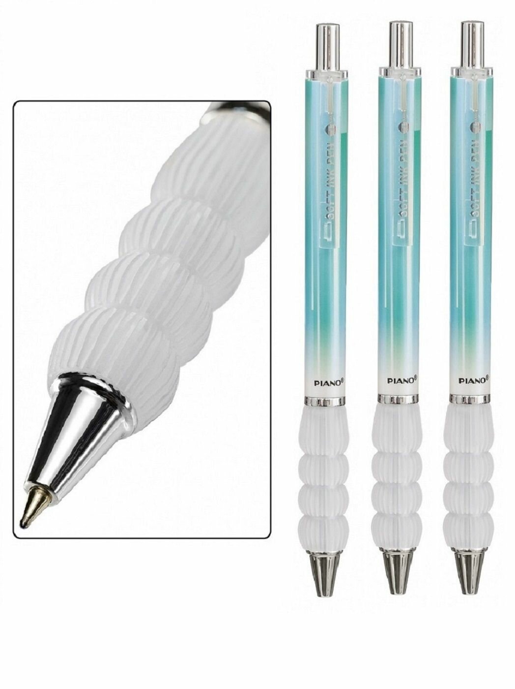 Набор 3 авторучки шариковые Piano на масляной основе цвет зеленый градиент