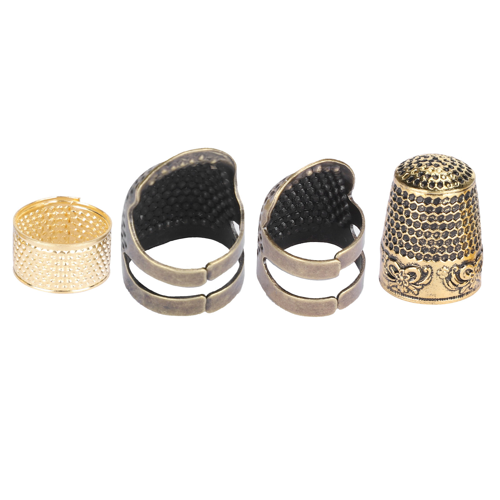 Набор из 4 швейных наперстков, латунные накладки на кончики пальцев, регулируемая игла для ручной работы.