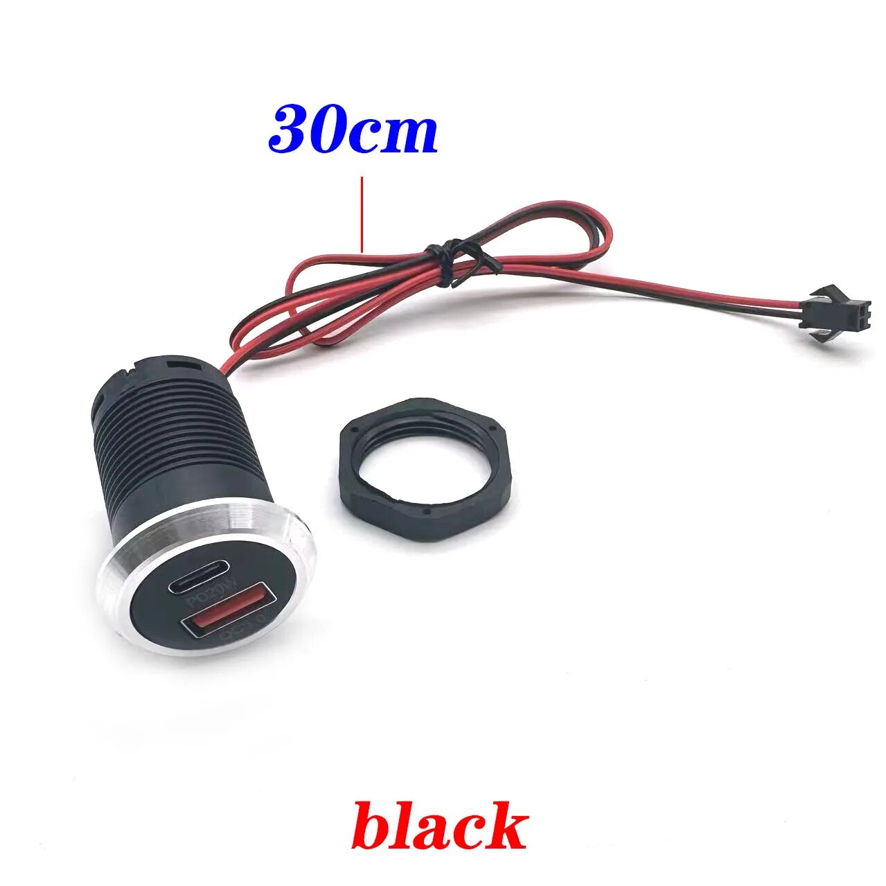 Настольное скрытое встроенное зарядное устройство USB 9 В/2 А 5 В/3 А 1 USB 1 Type-C мини-автомобильное зарядное устройство с быстрой зарядкой, автомобильная розетка Black